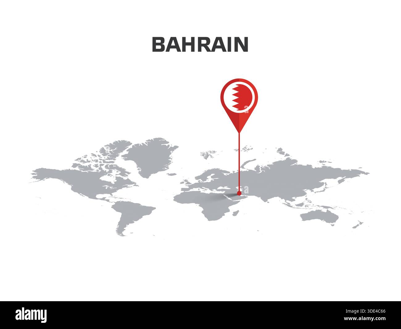 BAHRAIN Location Pin on World Map with Flag in Pin's Body Stock Vector ...
