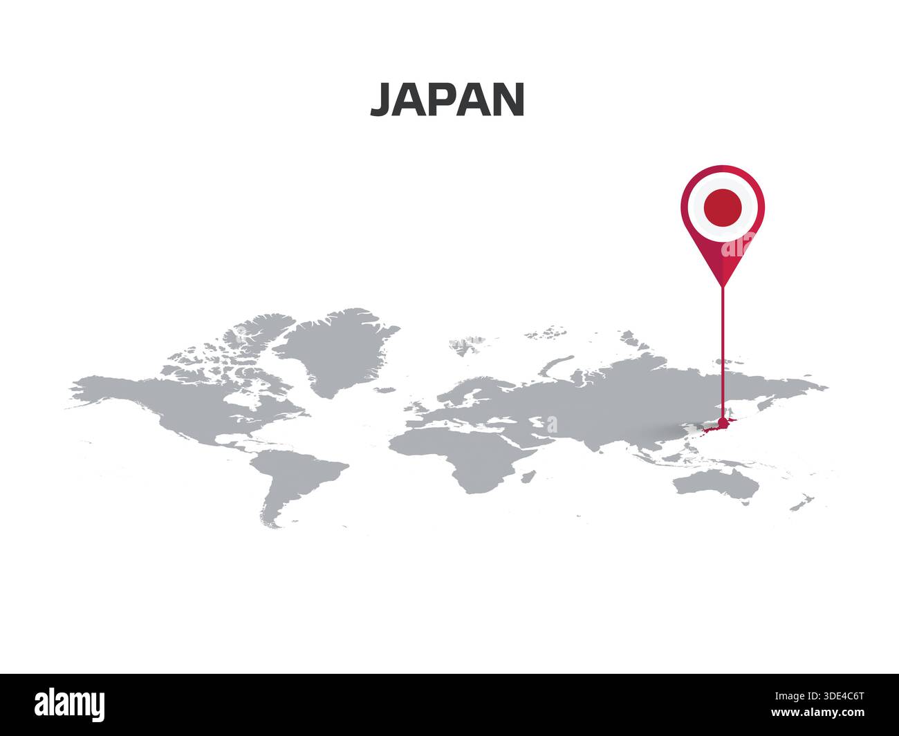 JAPAN Location Pin on World Map with Flag in Pin's Body Stock Vector ...
