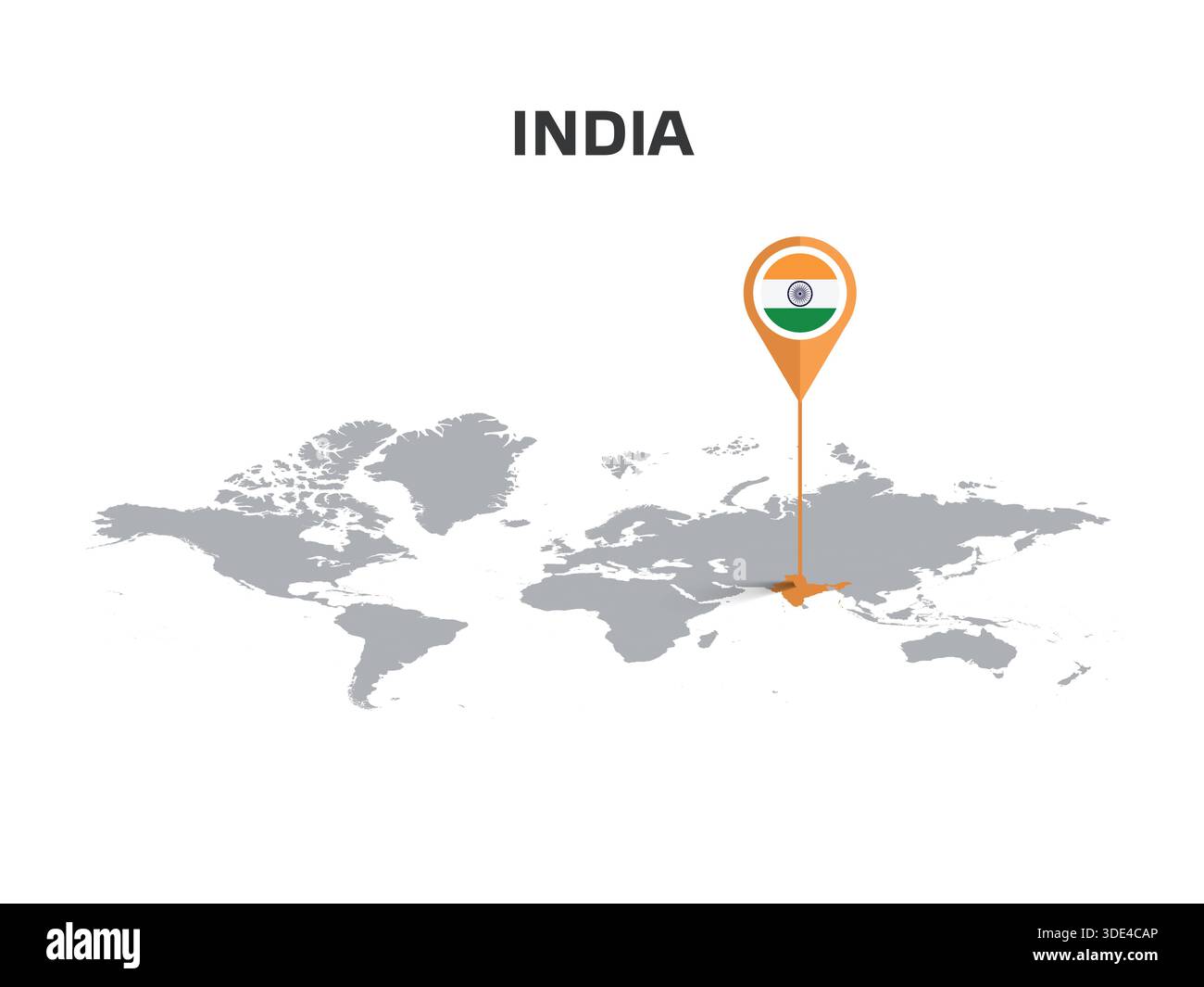 INDIA Location Pin on World Map with Flag in Pin's Body Stock Vector ...