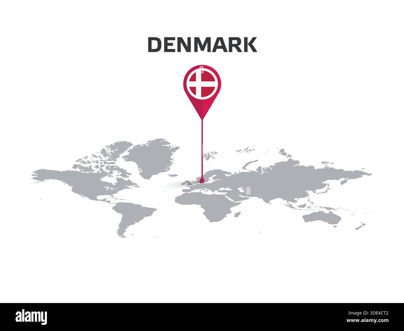 DENMARK Location Pin on World Map with Flag in Pin's Body Stock Vector ...