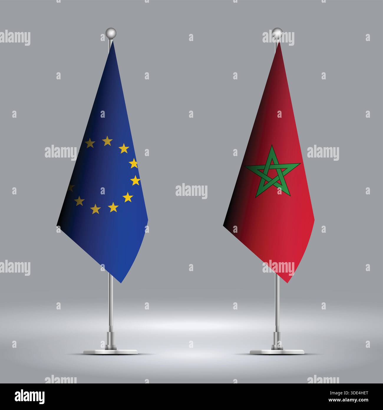 Two Standing Flags Representing Morocco vs EU with Flags on Bodies ...