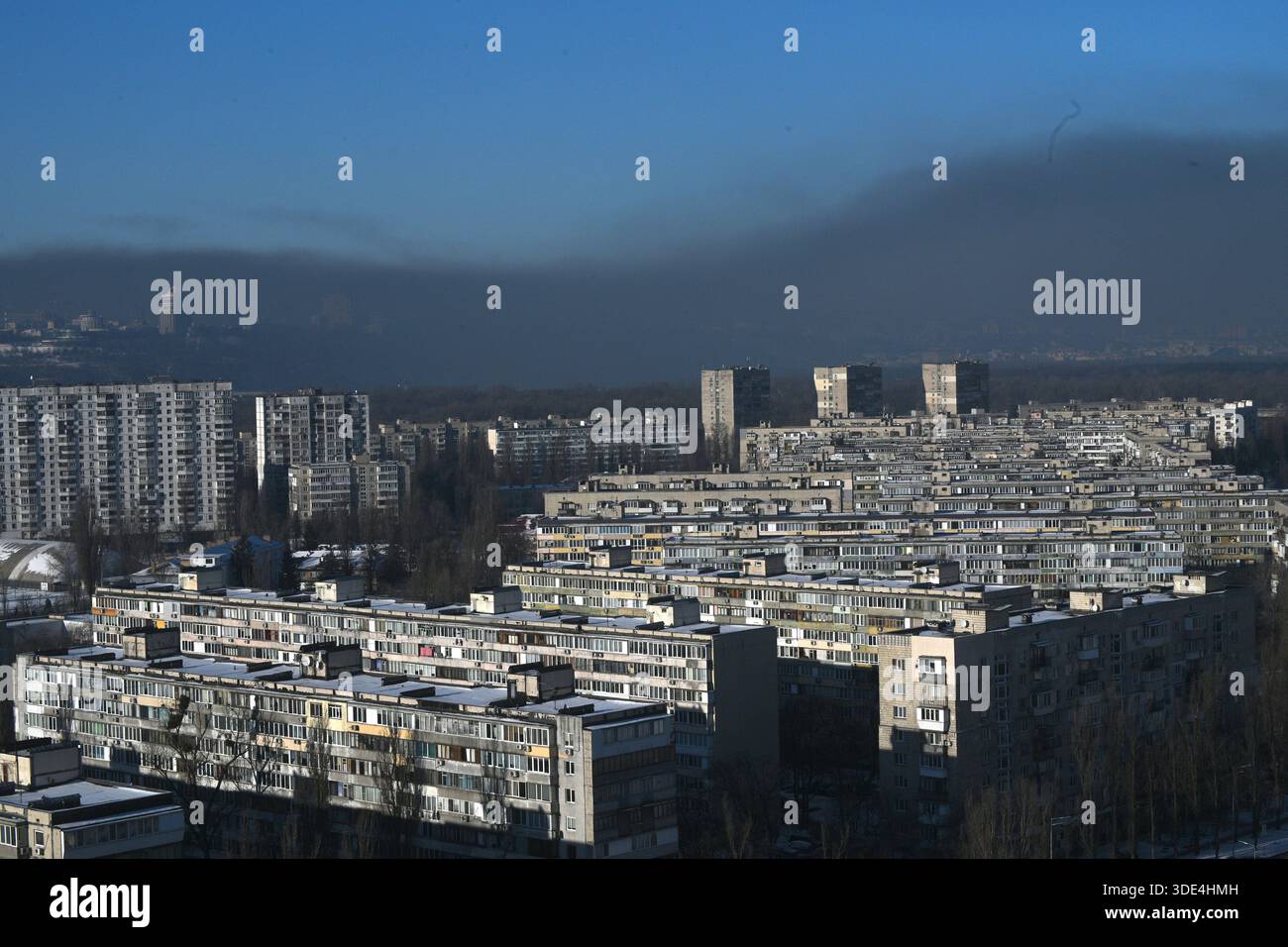 Smoke from a warehouse fire in the Solomianskyi district spreads over ...