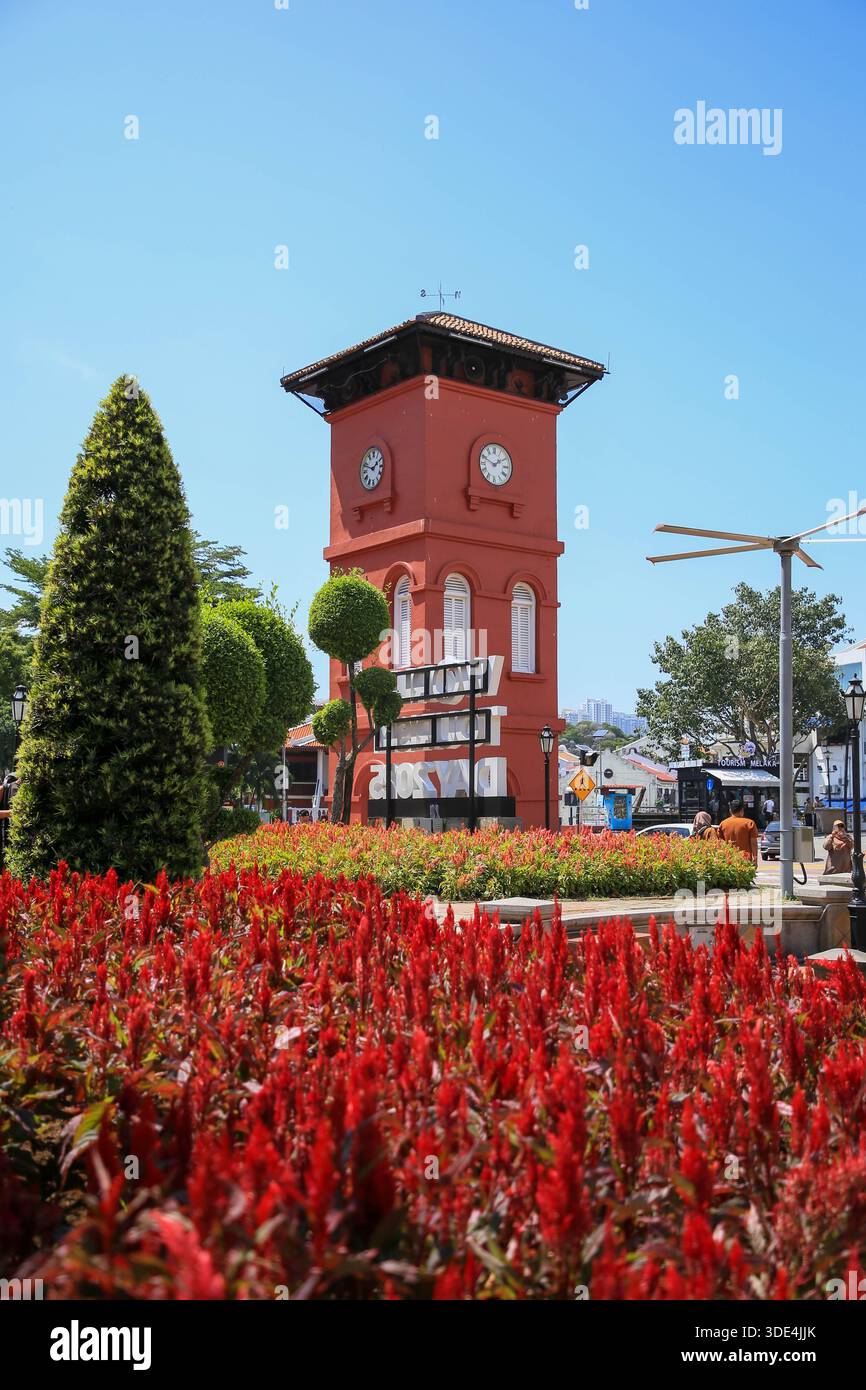 Dutch Square in Melaka, Malaysia, featuring red colonial buildings ...