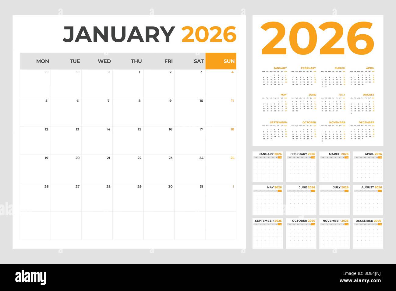 Calendar 2026 template dates hi-res stock photography and images - Alamy