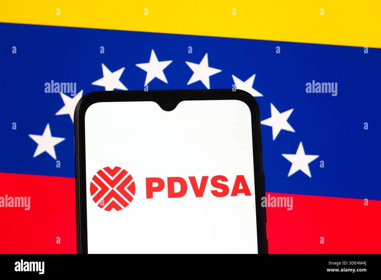 In this photo illustration, the PDVSA (Petróleos de Venezuela) logo is ...