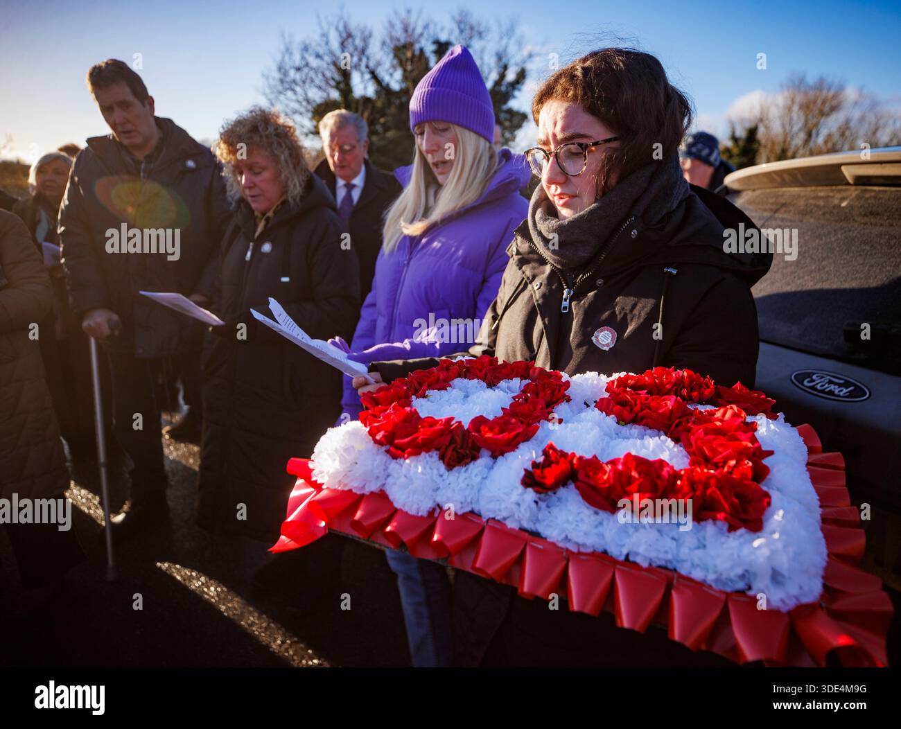 Kenzee Brush (right), granddaughter of Kenneth Worton, at an event to ...