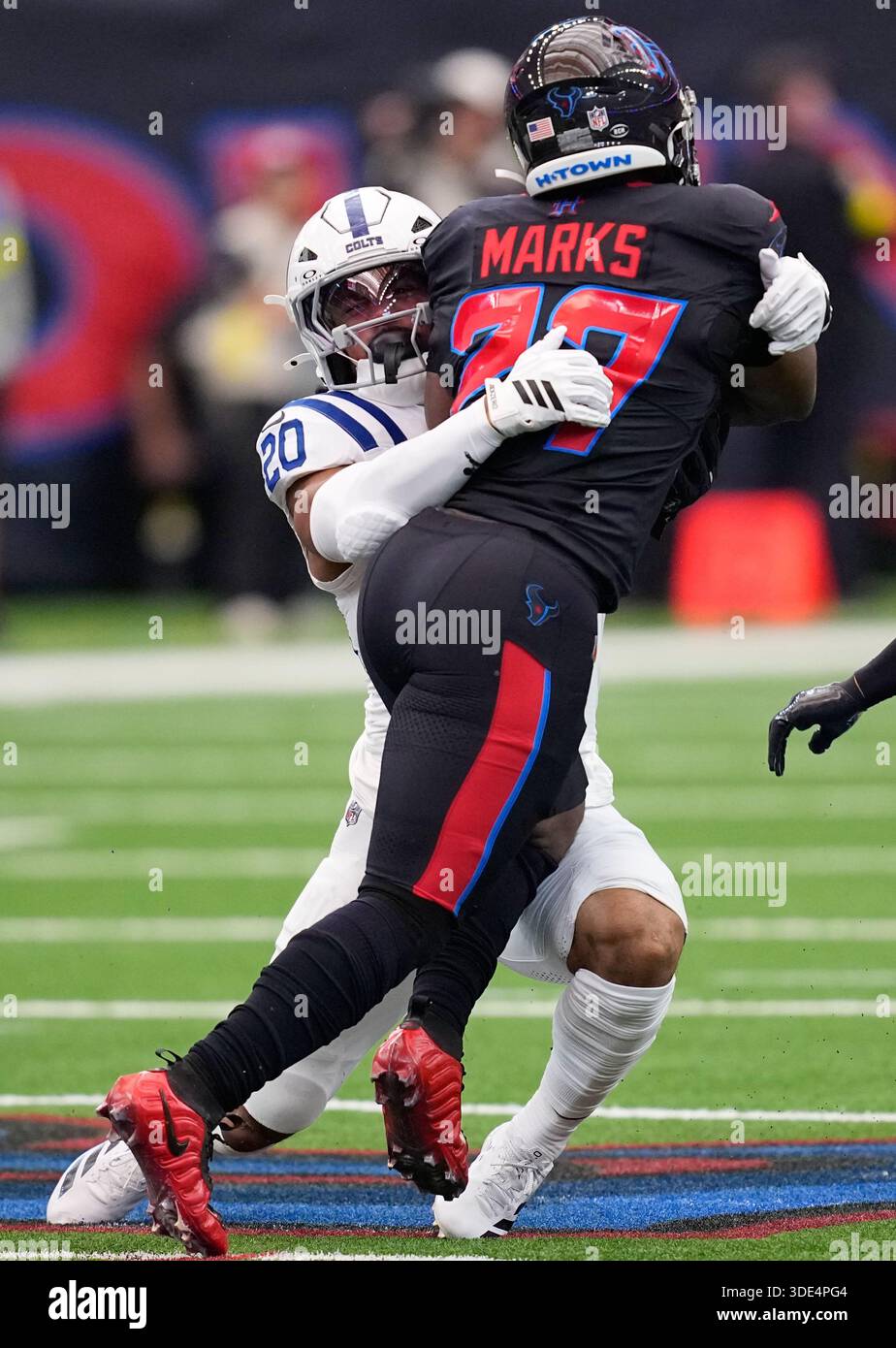 Indianapolis Colts safety Nick Cross (20) tackles Houston Texans' Woody ...