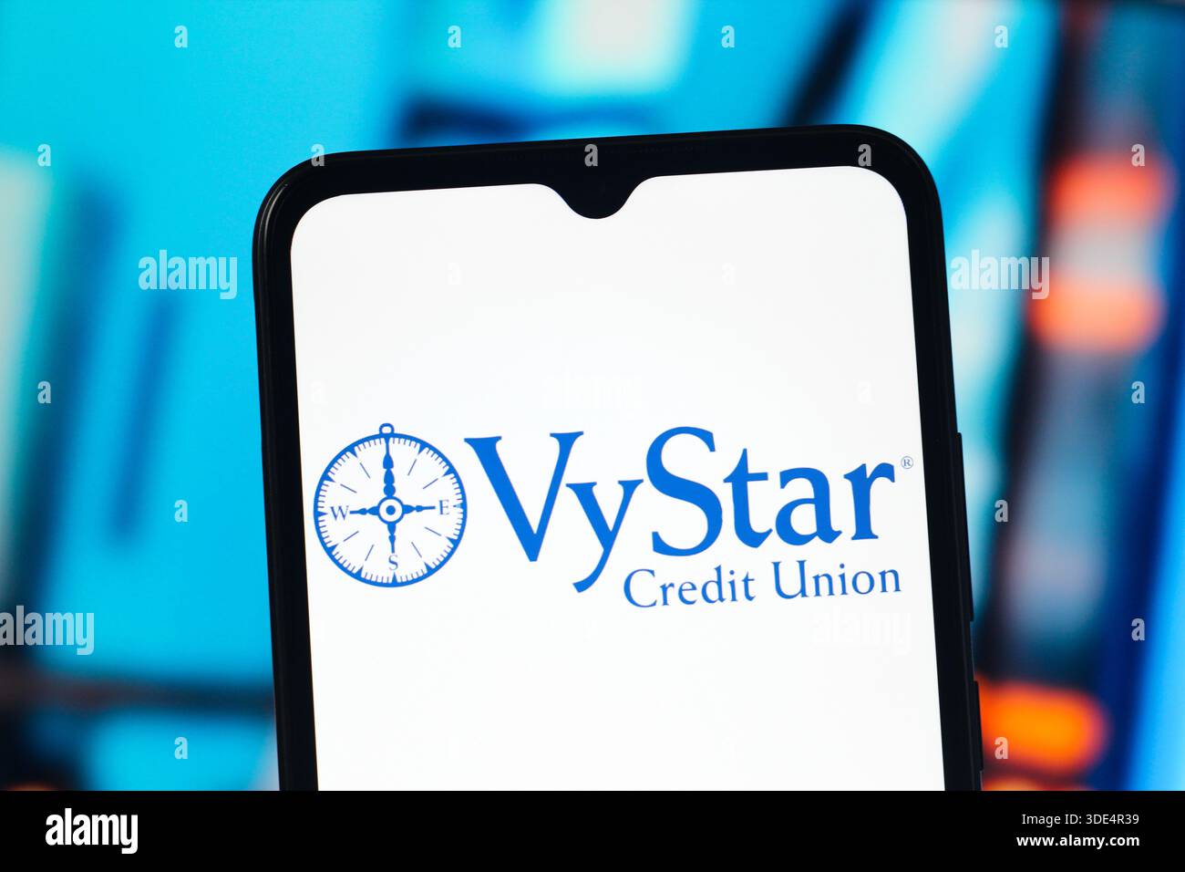 In this photo illustration, the VyStar Credit Union (Vy Star) logo is ...