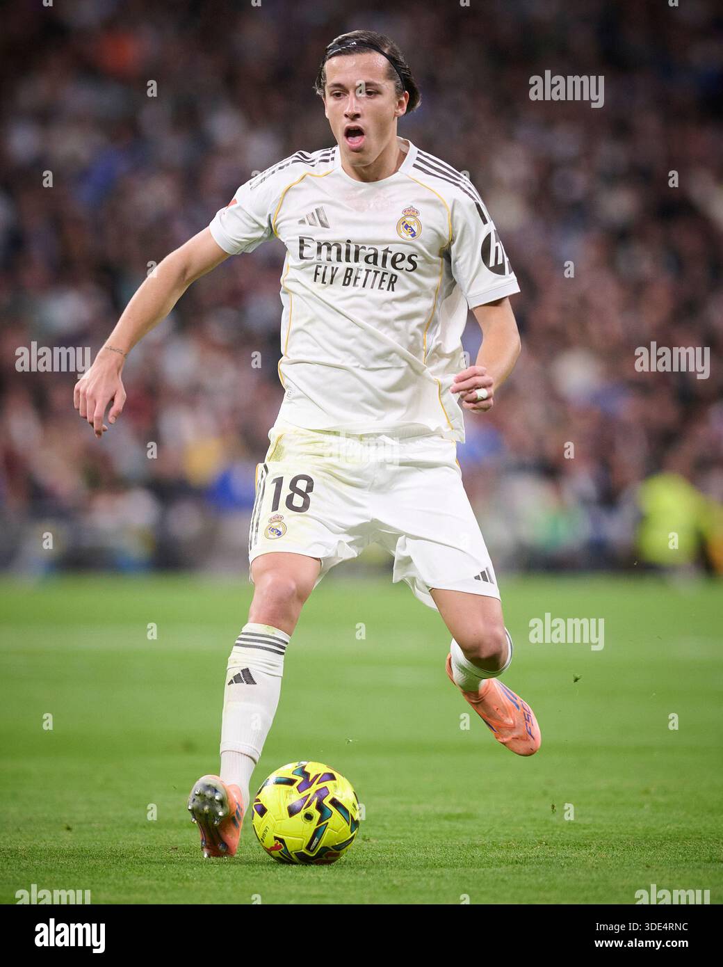 Real Madrid CF’s Alvaro Carreras during La Liga match. January 4, 2026 ...