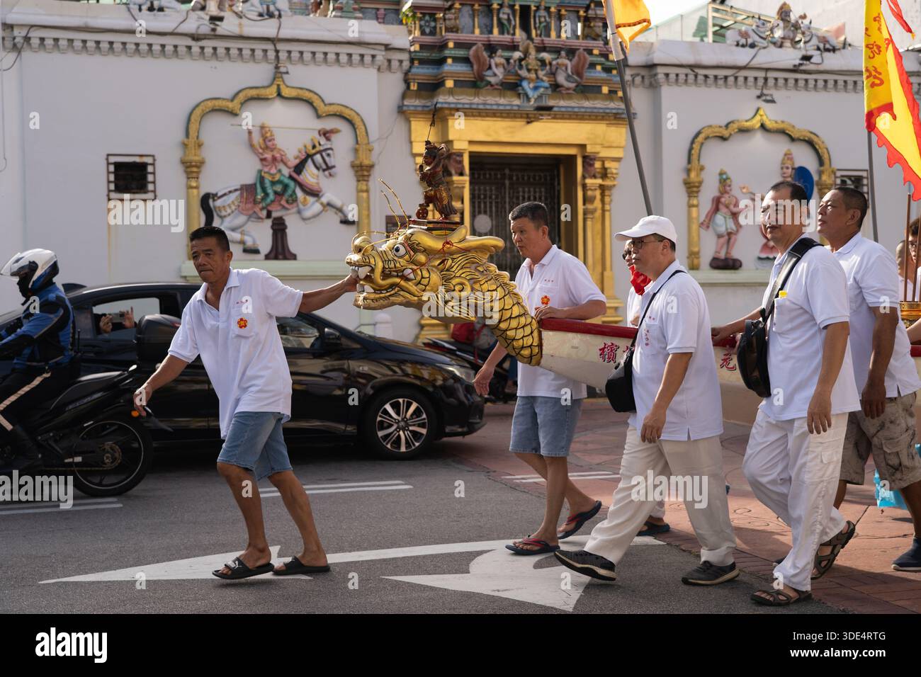 People Pulling a Dragon-Head Festival Float During Chinese New Year in ...