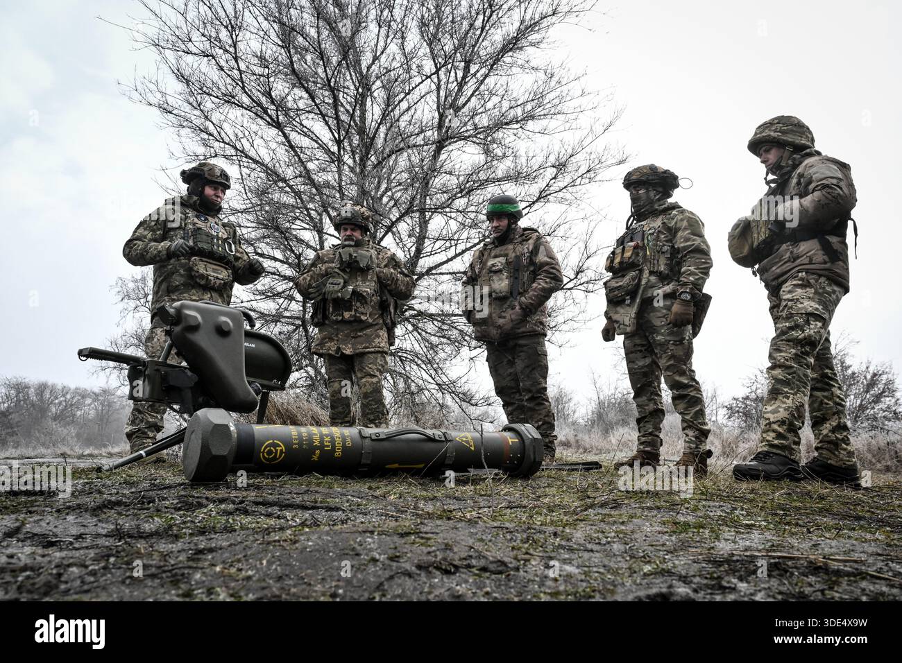 Operators practise shooting a MILAN portable anti-tank missile system ...