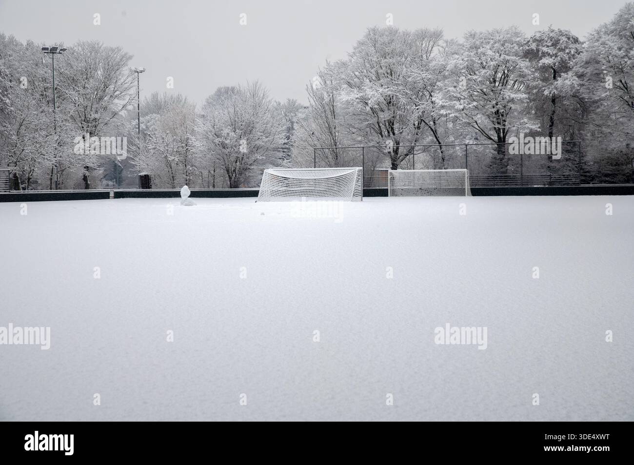 A Football Field Under Snow At Amsterdam The Netherlands 5-1-2026 Stock ...