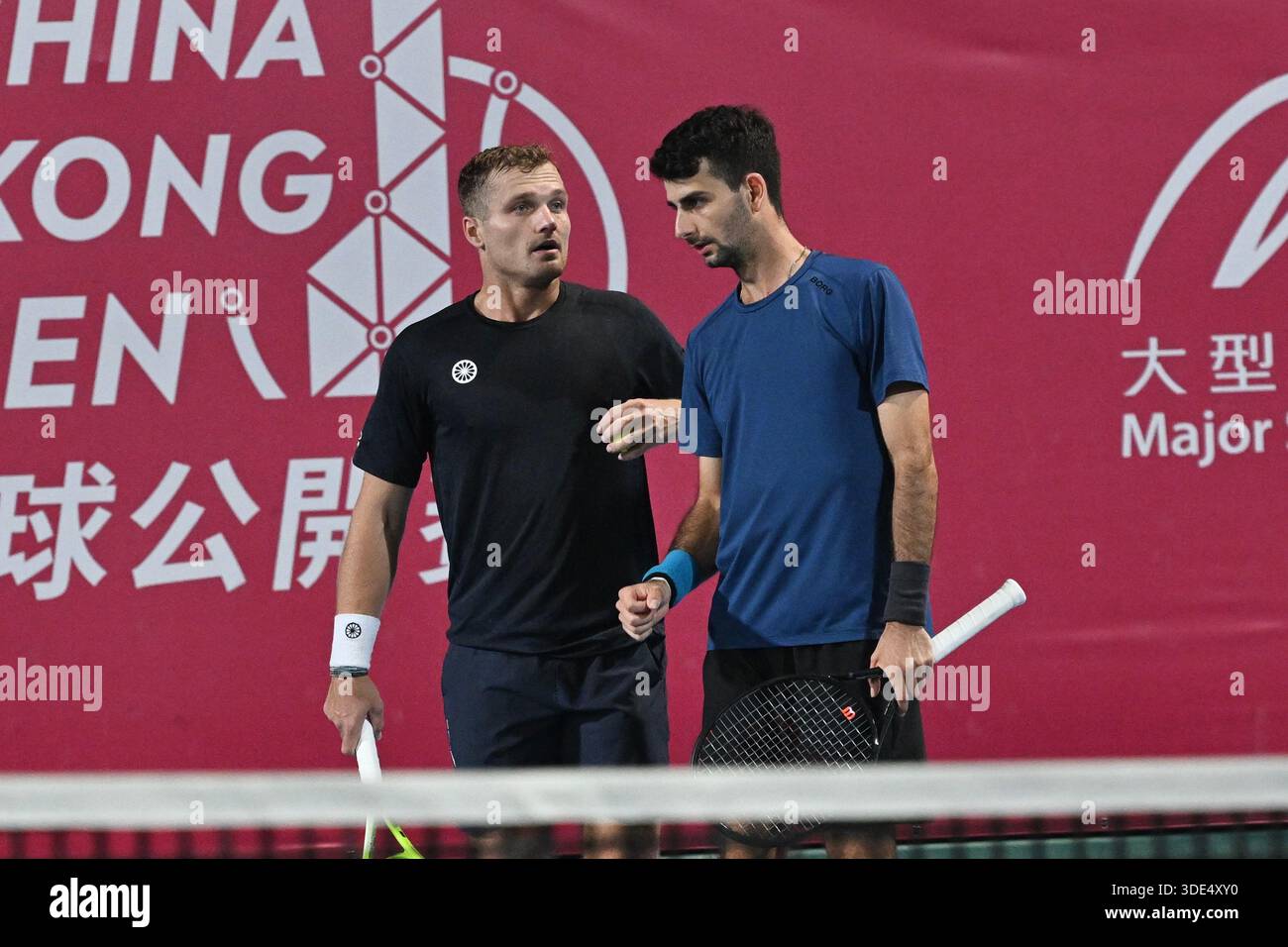 An American tennis player Vasil Kirkov and a Dutch tennis player Bart ...