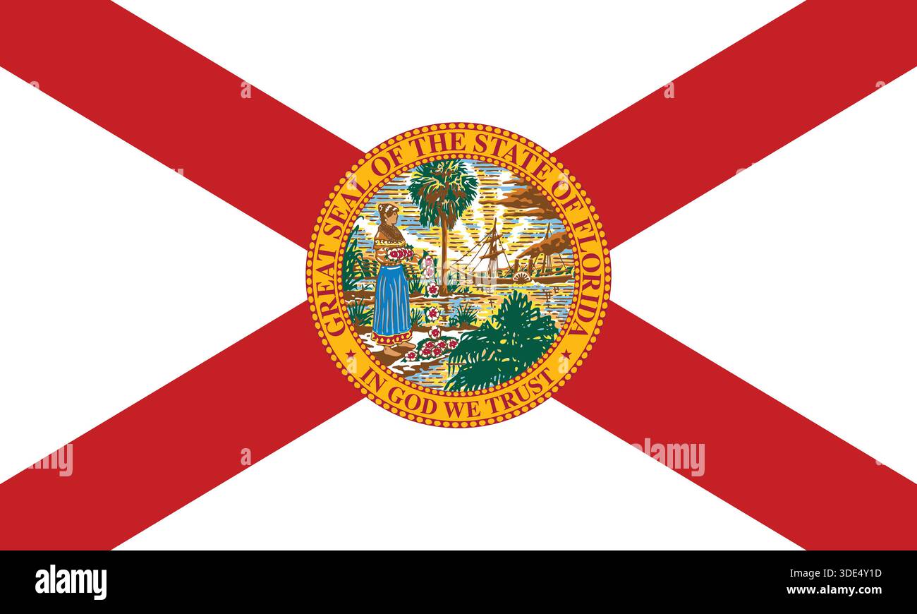 Flag of Florida, Official State Flag of Florida Vector Illustration ...