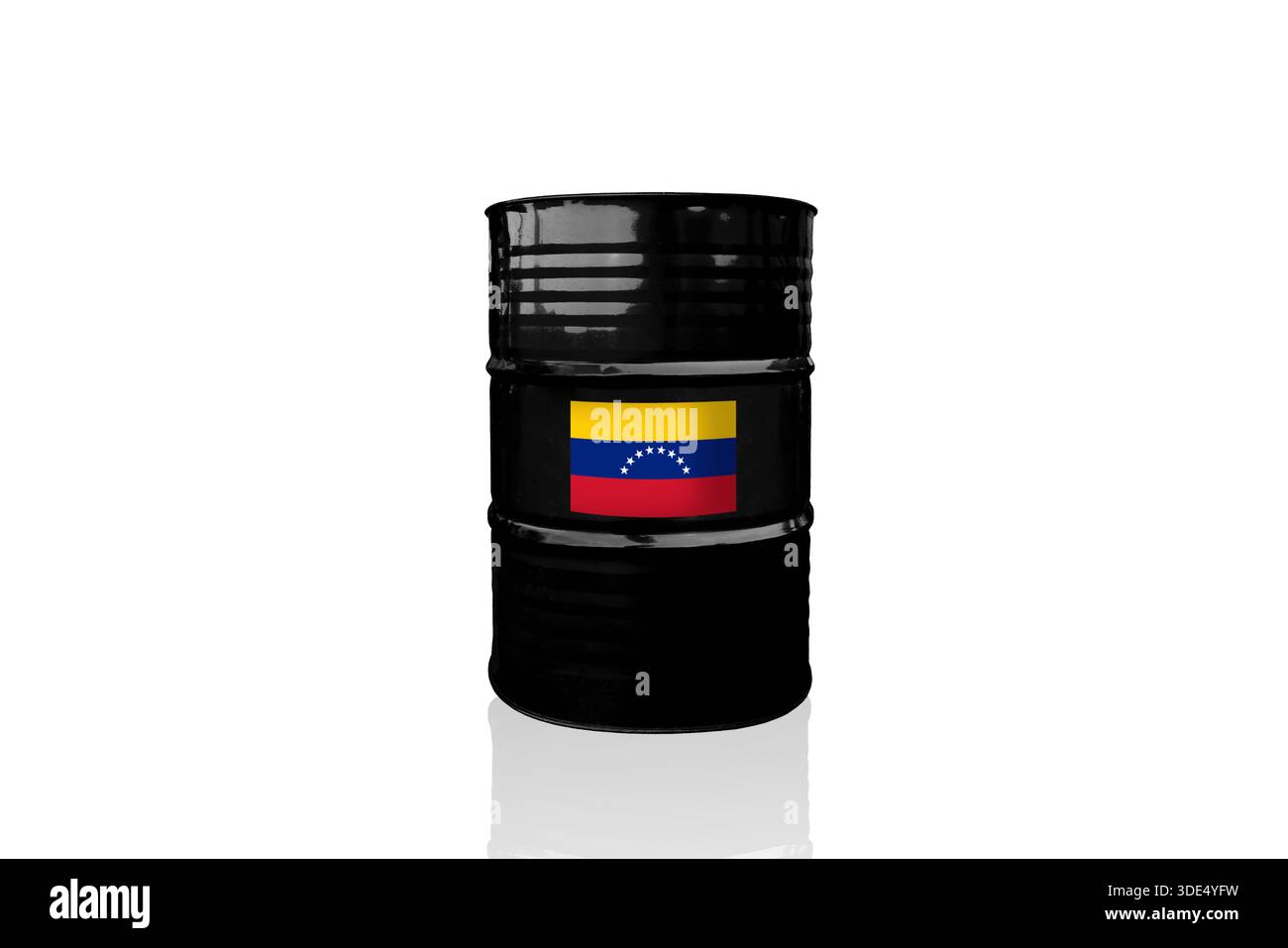 Crude oil barrel with Venezuela flag on a world map Stock Photo - Alamy