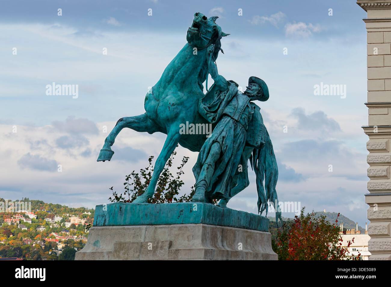 Buda Castle, Statue of the Horseherd taming a wild horse in front of ...