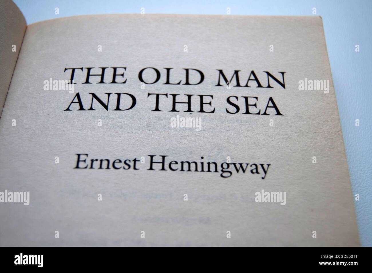 The Old Man and the Sea book front page. Ernest Hemingway's open book ...