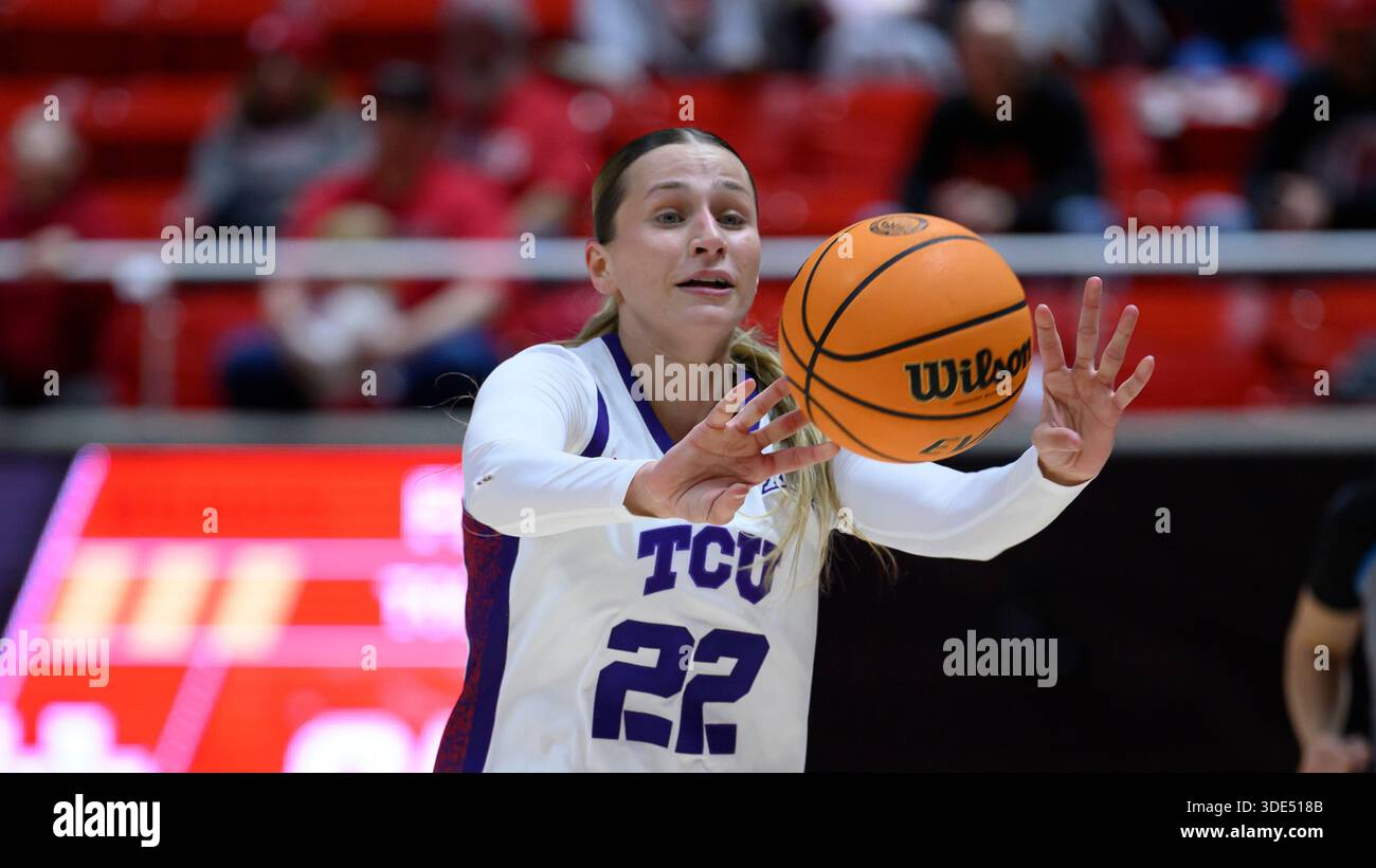 TCU guard Maddie Scherr passes during the second half of an NCAA ...