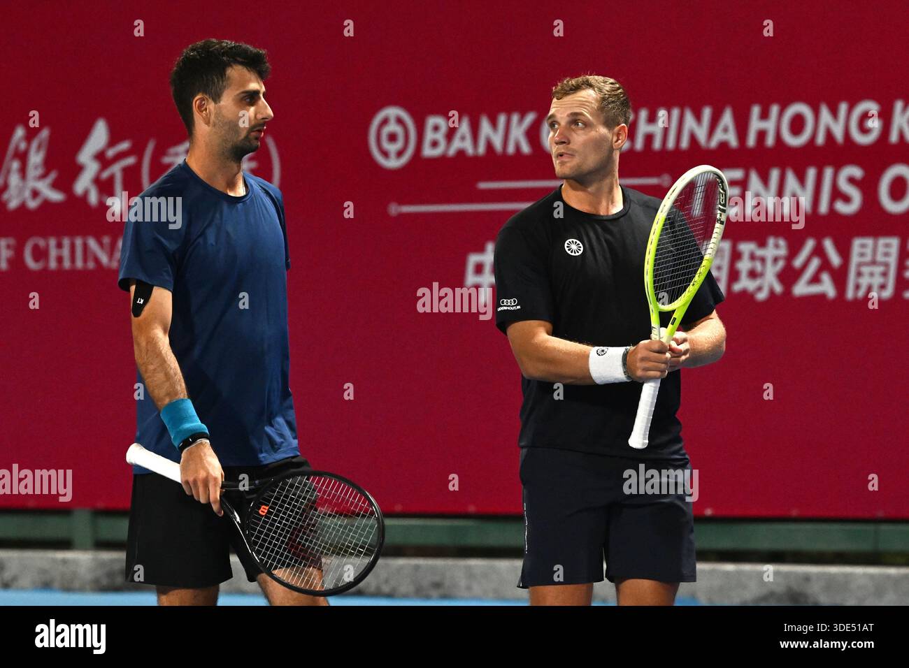 An American tennis player Vasil Kirkov and a Dutch tennis player Bart ...