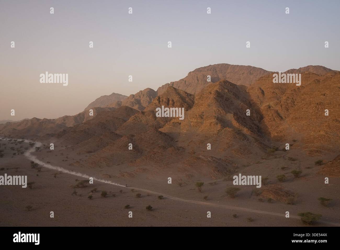 A rider steers his bike during the second stage of the Dakar Rally between Yanbu and Alula ...