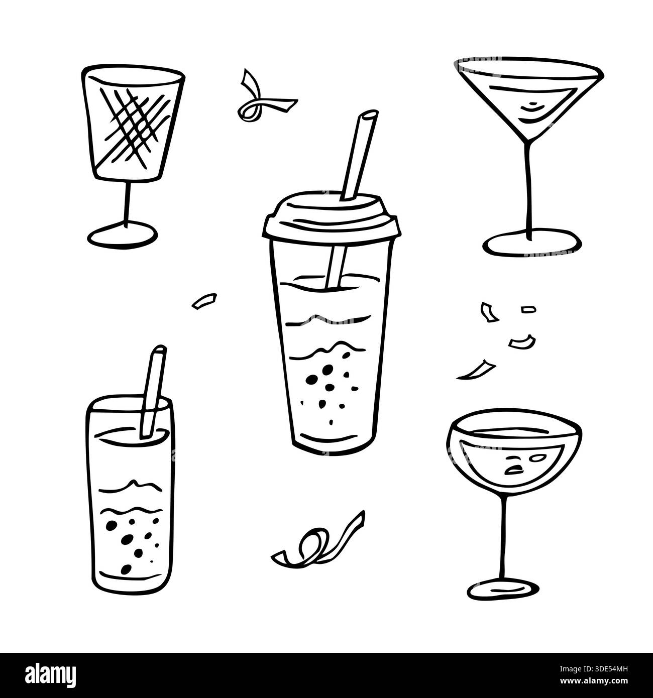 Glasses champagne line icon Black and White Stock Photos & Images - Alamy