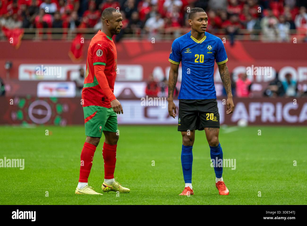 Ayoub El Kaabi of Morocco and Novatus Miroshi of Tanzania during the ...