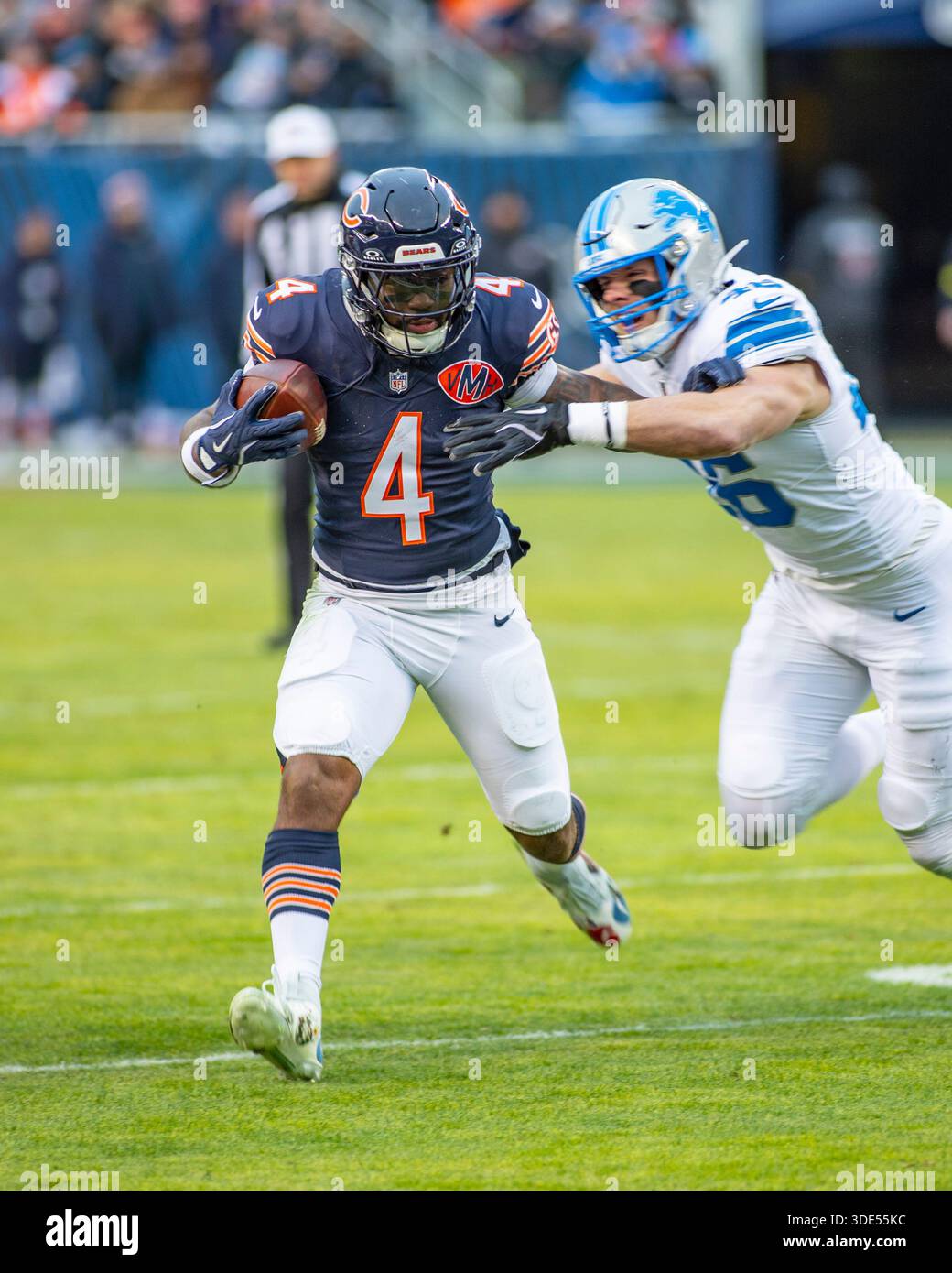 January 4, 2026: Chicago Bears D'Andre Swift (4) is chased by Detroit ...