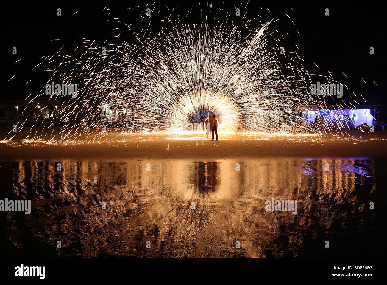Fire show on Sai Kaew beach for tourists on Koh Samet island in Rayong ...