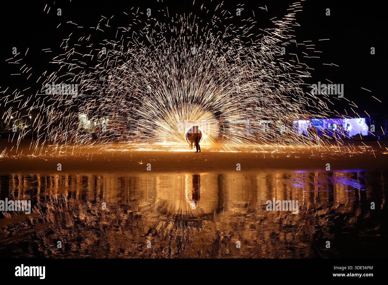Fire show on Sai Kaew beach for tourists on Koh Samet island in Rayong ...