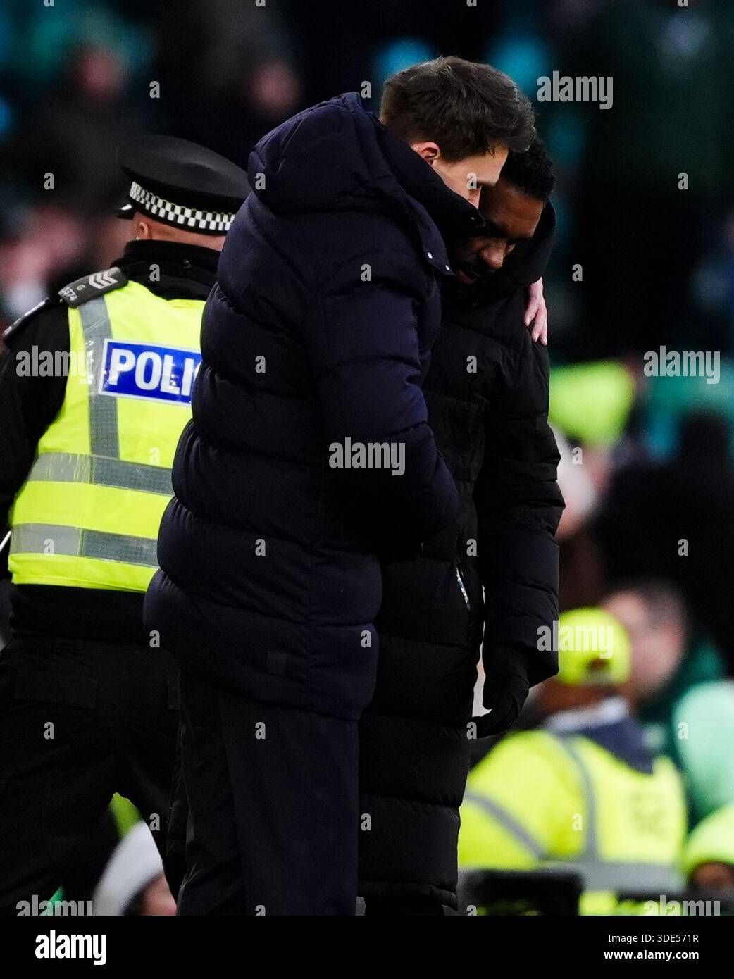 Celtic manager Wilfried Nancy and Rangers manager Danny Rohl following ...