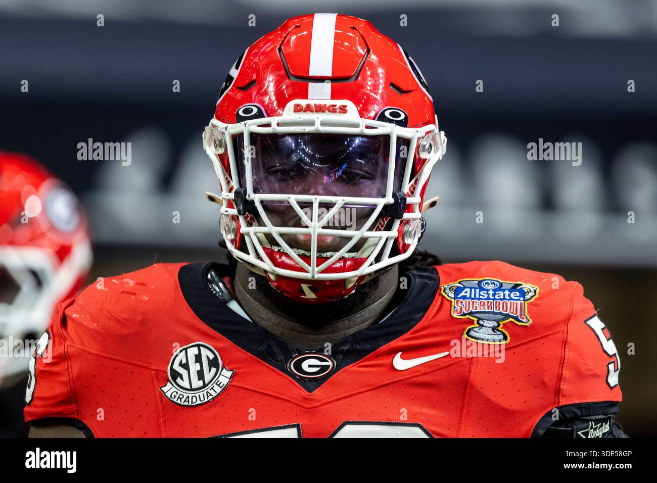 NEW ORLEANS, LA - JANUARY 01: OL Micah Morris #56 of the Georgia ...