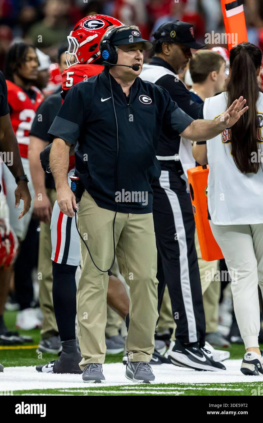NEW ORLEANS, LA - JANUARY 01: Head Coach Kirby Smart of the Georgia ...