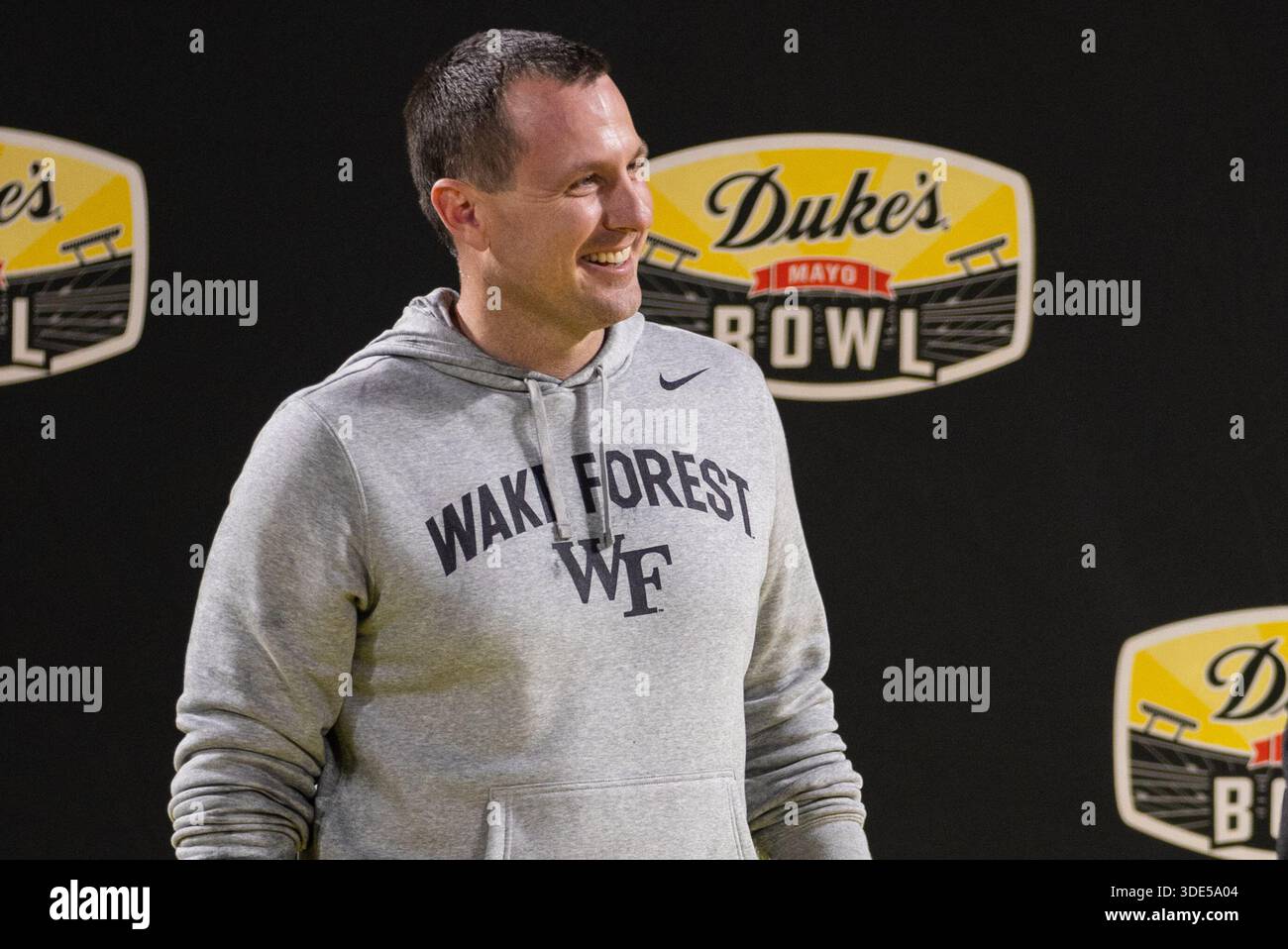 Wake Forest head coach Jake Dickert celebrates after winning the Duke's ...