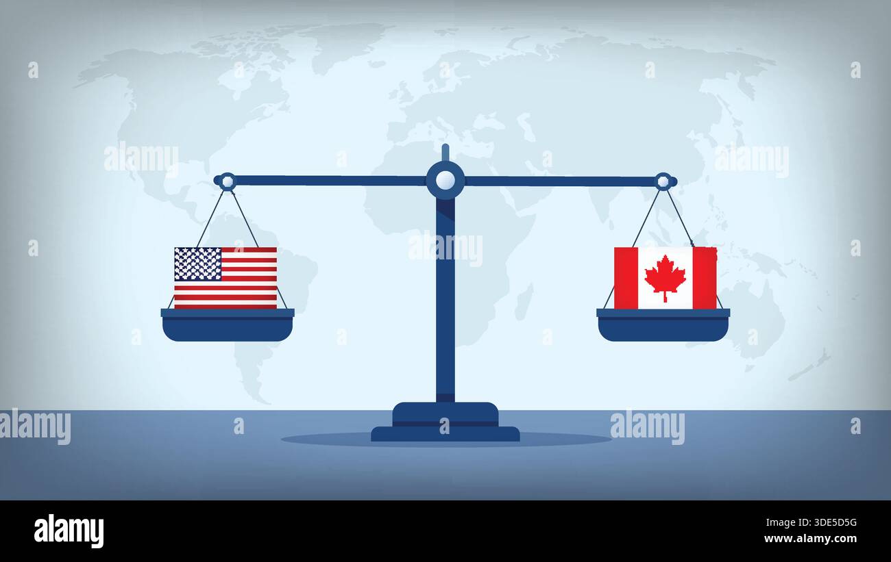 Balance Scale with USA vs Canada Flags , International Relations and ...