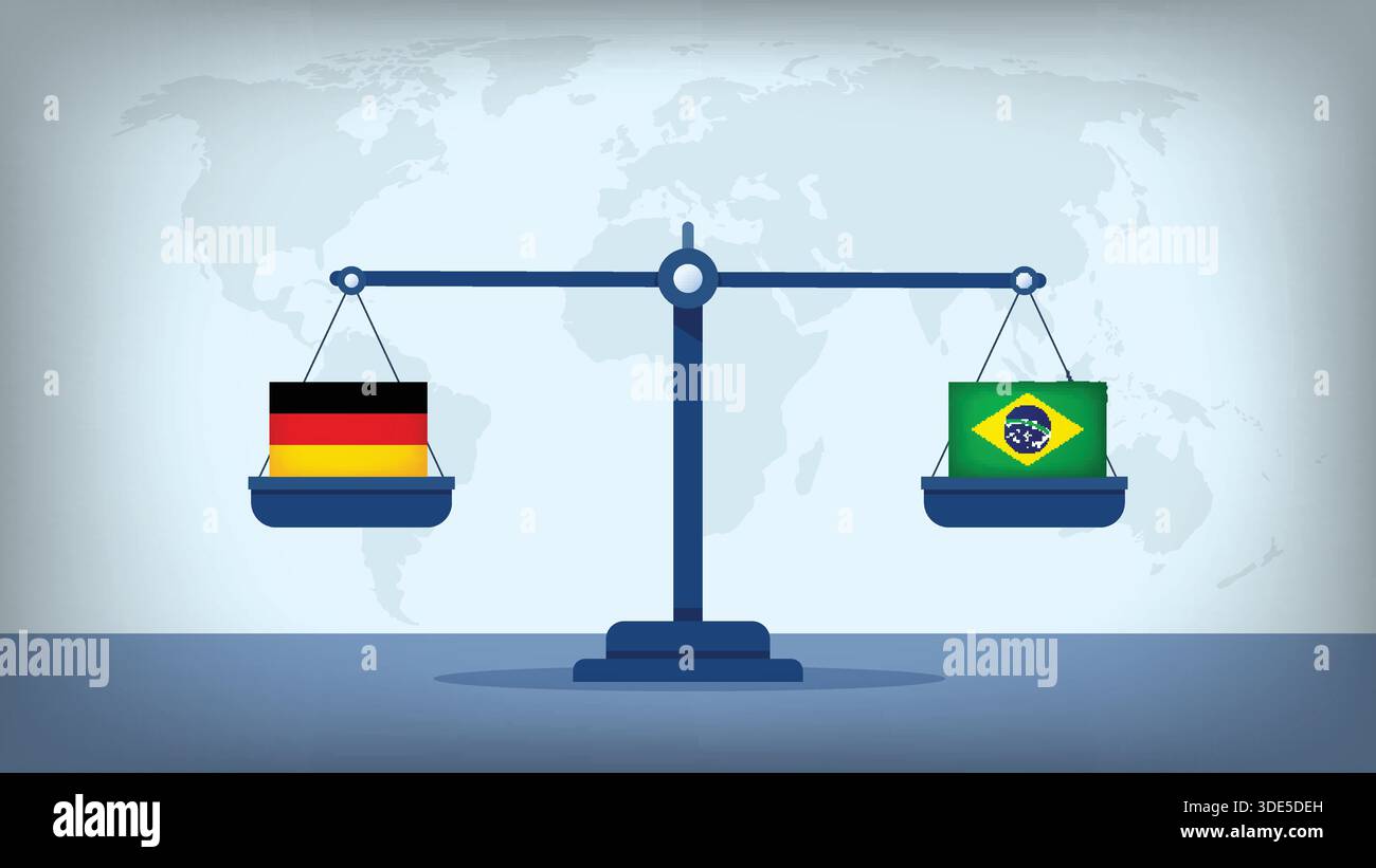 Balance Scale with Brazil vs Germany Flags , International Relations ...