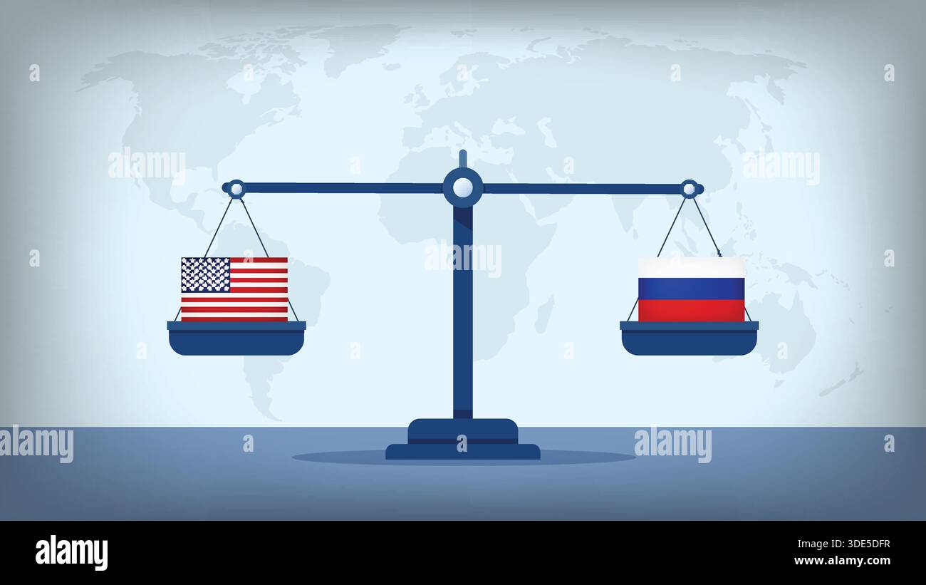 Balance Scale with USA vs Russia Flags , International Relations and ...