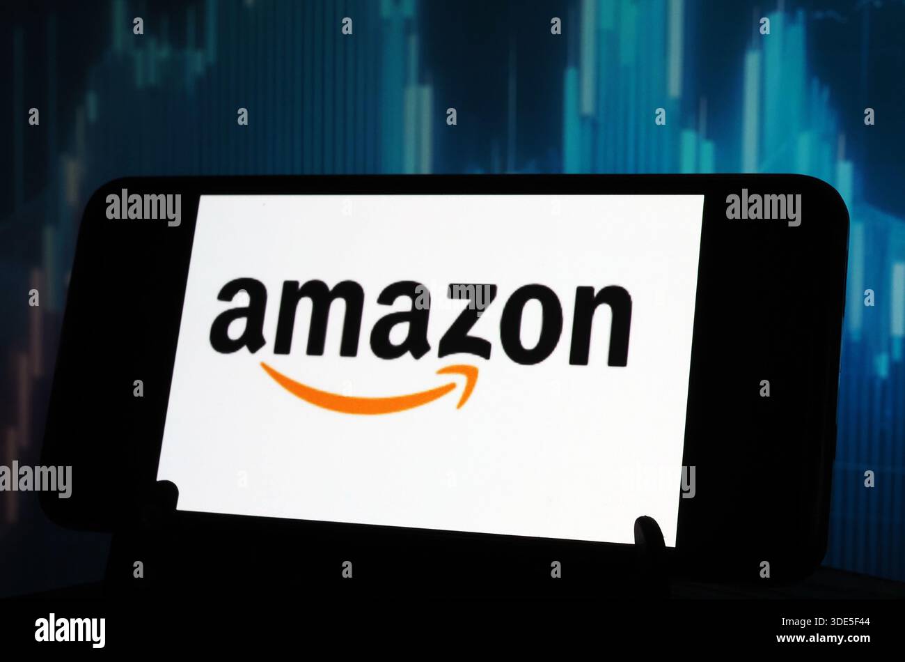 In this photo illustration, the Amazon.com, Inc. logo seen displayed on ...