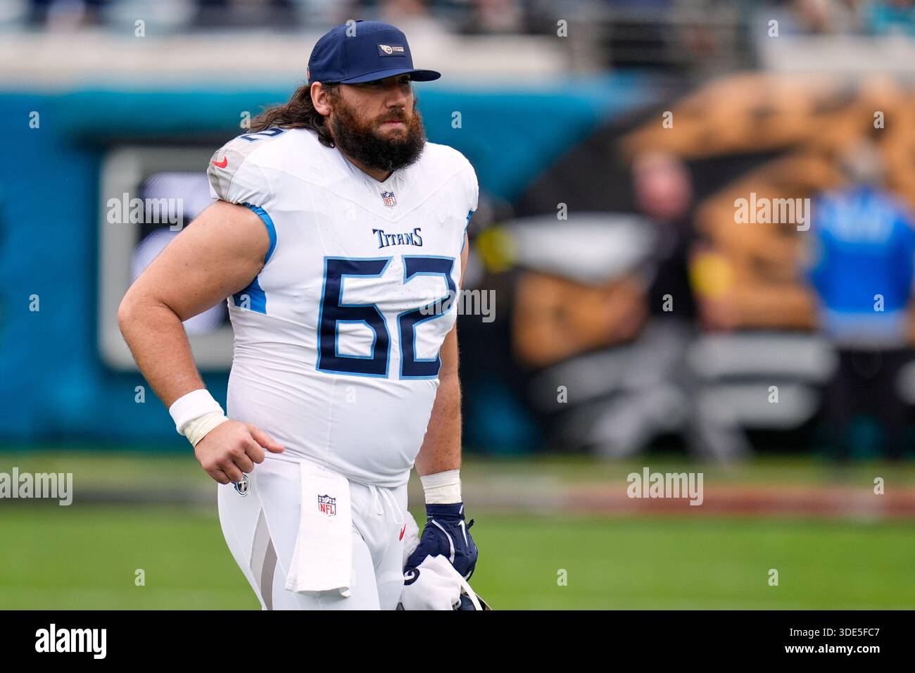Tennessee Titans center Corey Levin (62) before the first half of an ...