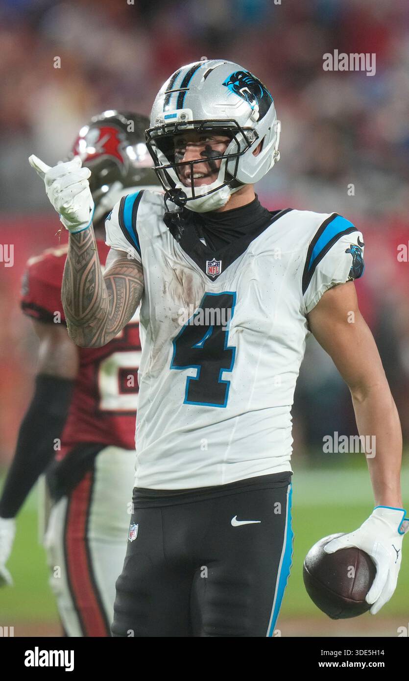 Carolina Panthers wide receiver Tetairoa McMillan (4) against the Tampa ...