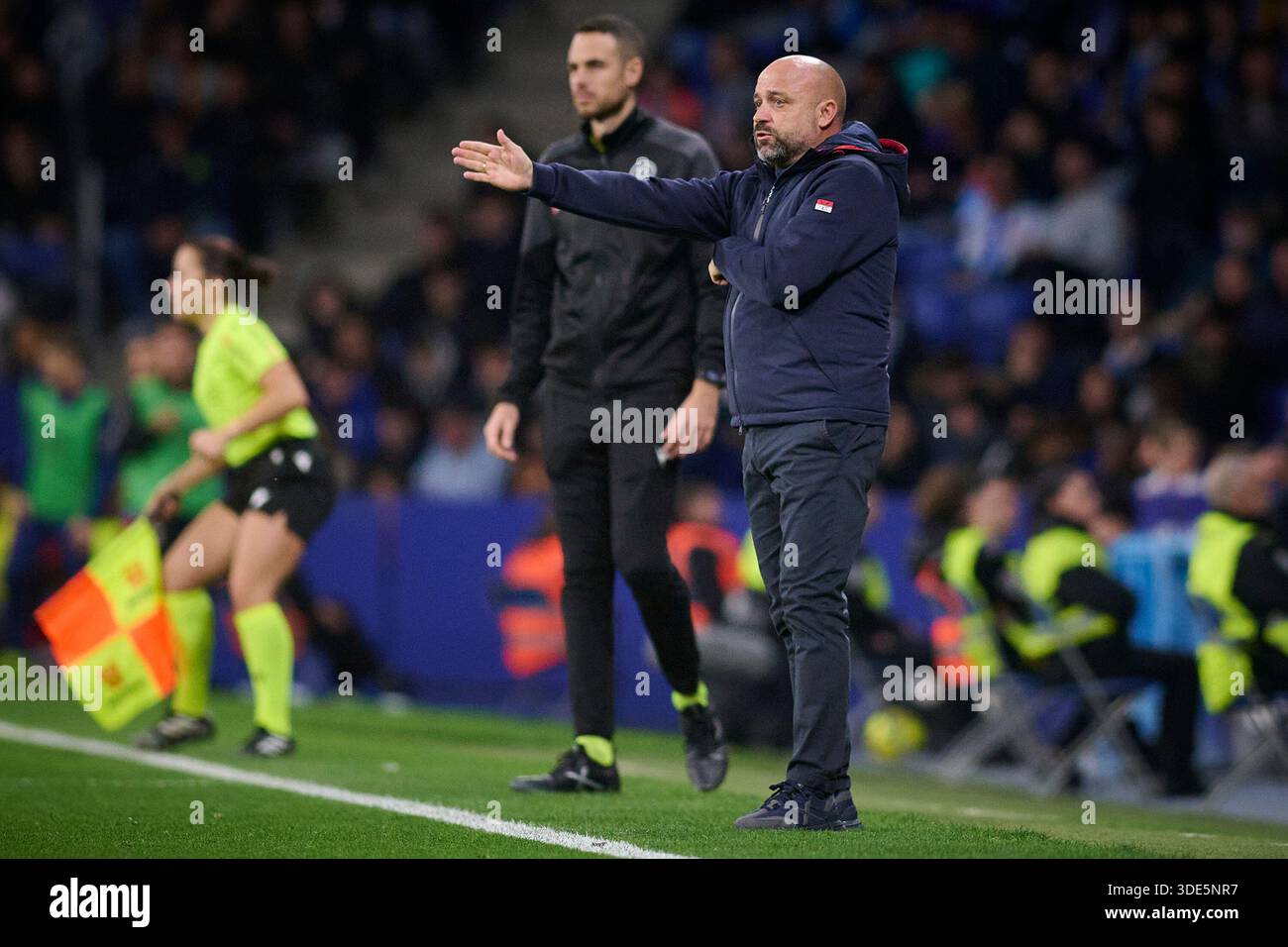 RCD Espanyol's coach Manolo Gonzalez during La Liga match. December 7 ...