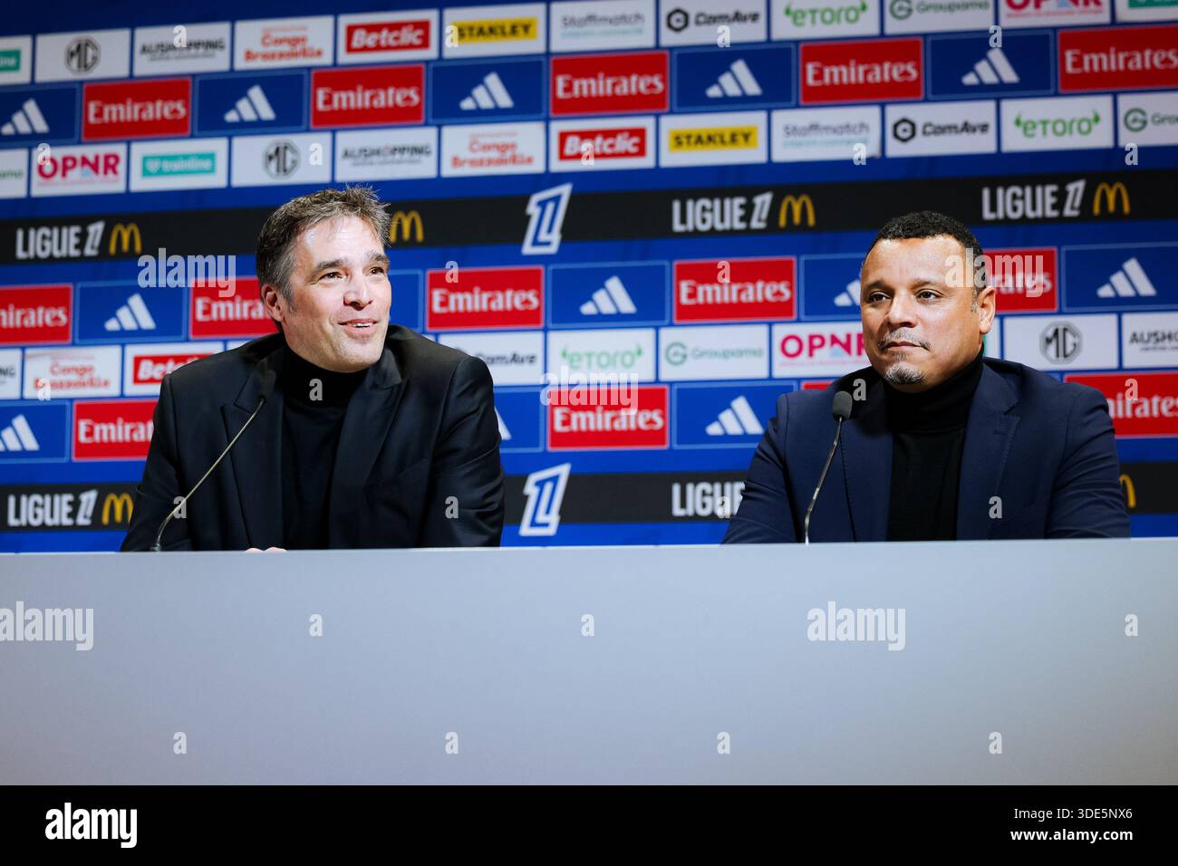 Michael GERLINGER and Mathieu LOUIS-JEAN sports director of Lyon during ...