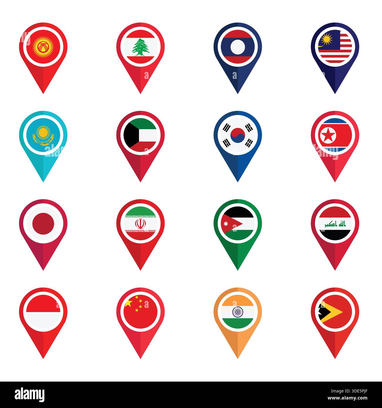 Set of Various Flags with Location Icons Stock Vector Image & Art - Alamy