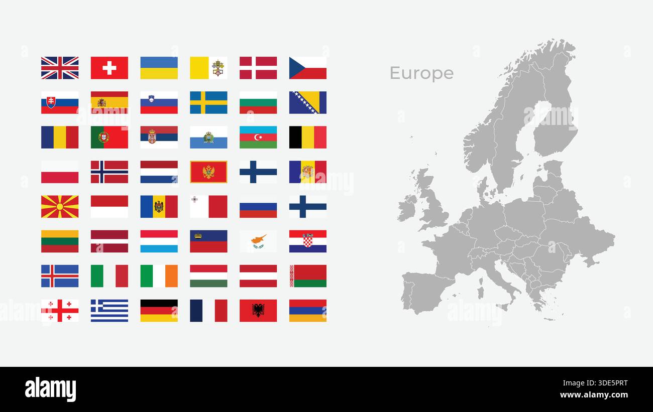 Vector Map of Europe with Regional Borders and All African Country ...