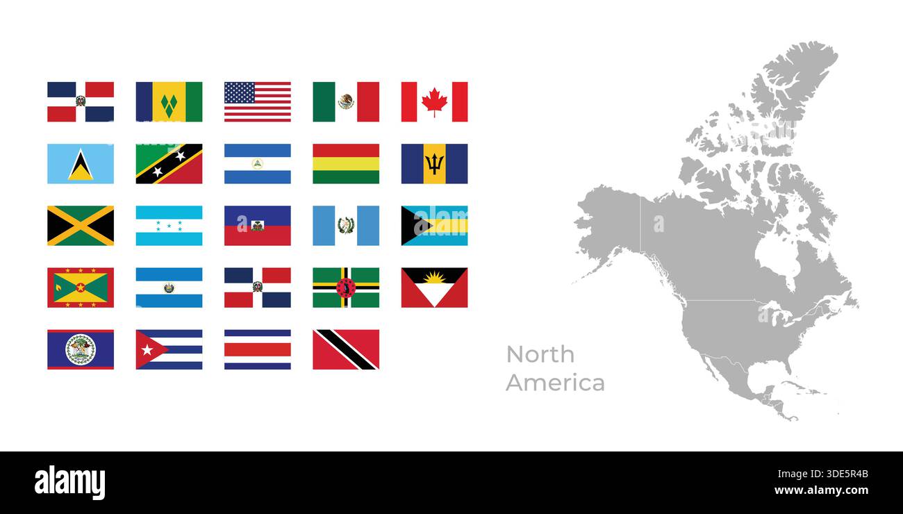 Vector Map of North America with Regional Borders and All African ...
