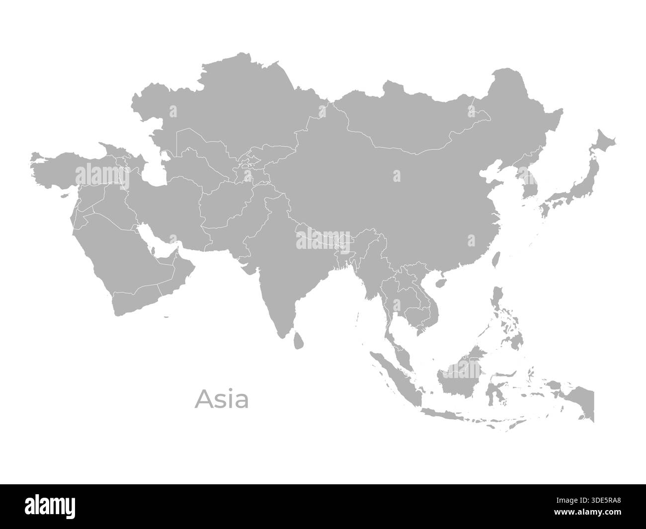 Vector Illustration Map of the Asian Continent with Country Borders ...