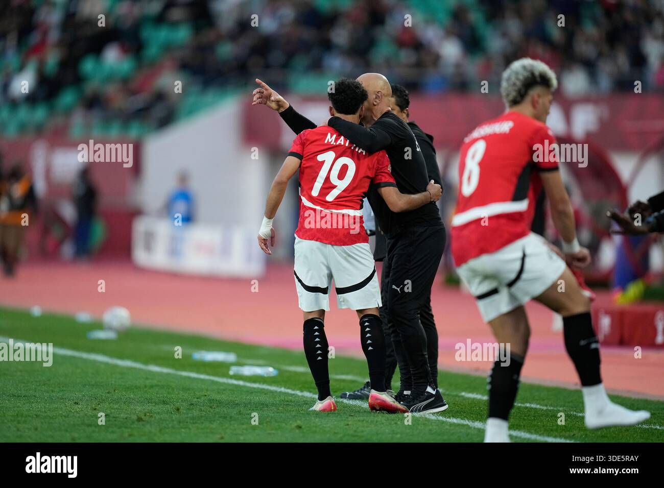 Egypt's Marwan Attia, left, celebrates after scoring the opening goal ...