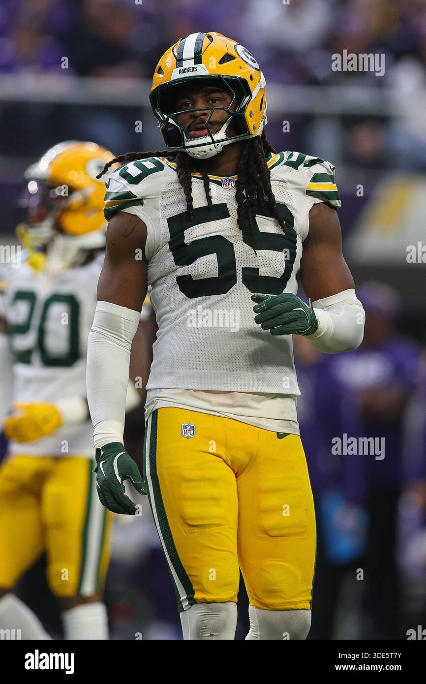 Green Bay Packers linebacker Ty'ron Hopper (59) moves across the field ...