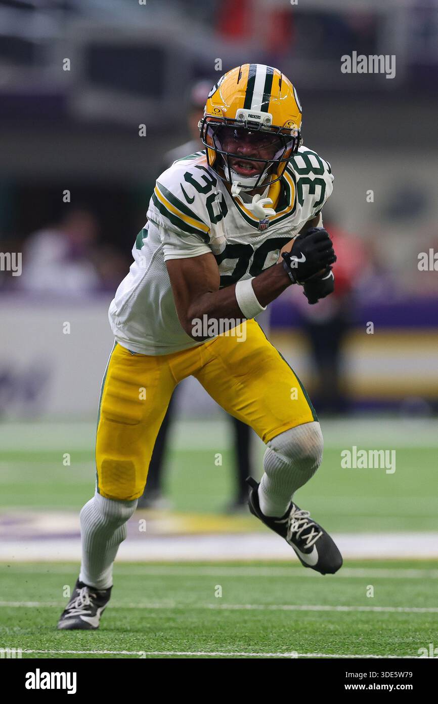 Green Bay Packers safety Jaylin Simpson moves across the field during ...