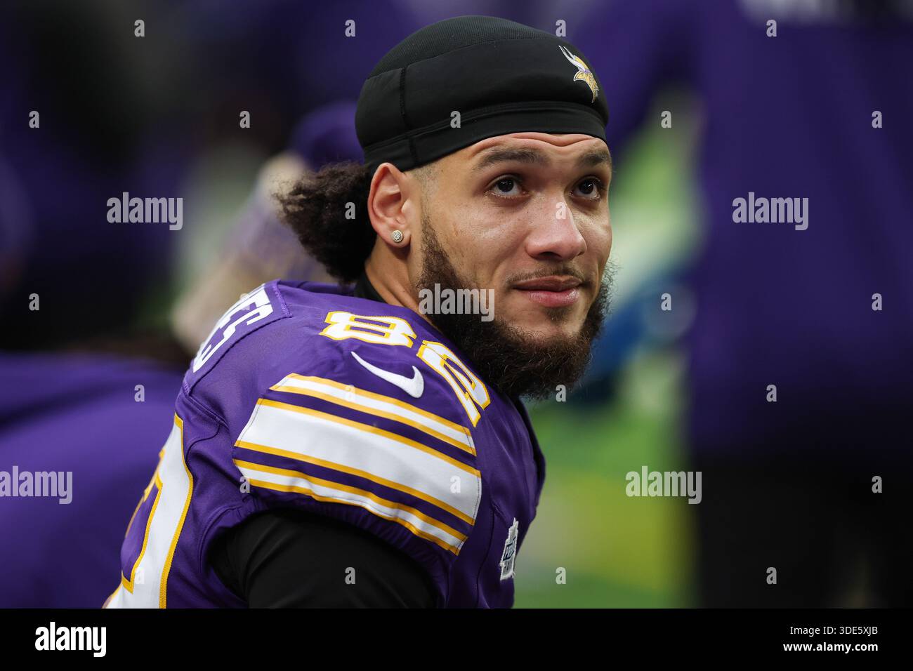 Minnesota Vikings wide receiver Jeshaun Jones watches action from the ...