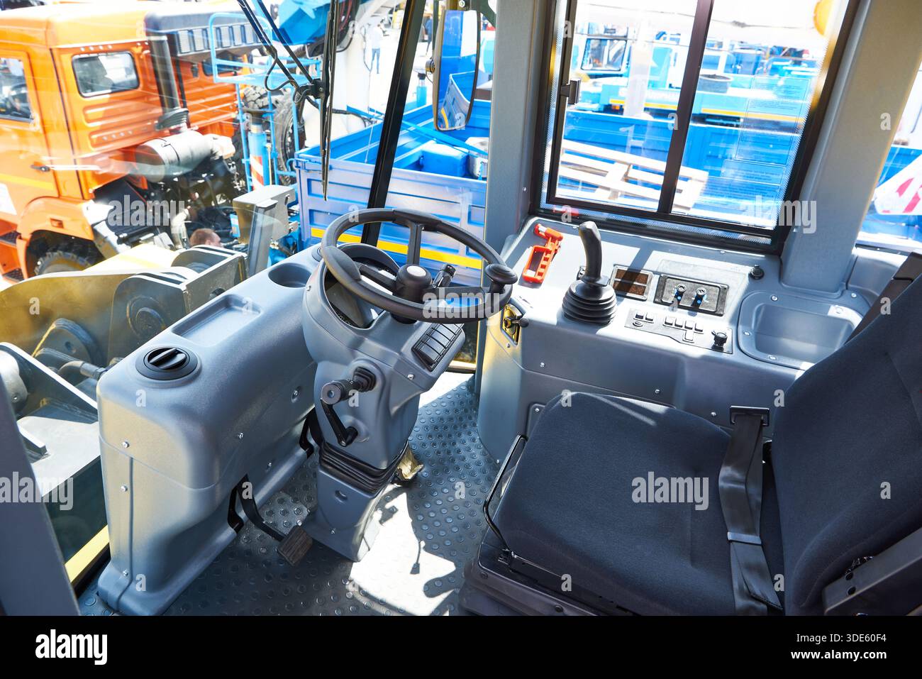 Cab interior a high rise crane Stock Photo - Alamy
